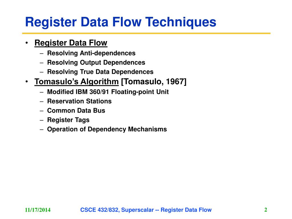 Ppt Csce 432 832 High Performance Processor Architectures Register Data Flow Powerpoint