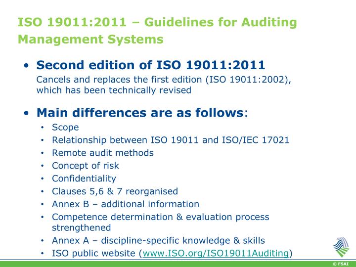 PPT - ISO 19011:2011 – Guidelines for Auditing Management Systems ...