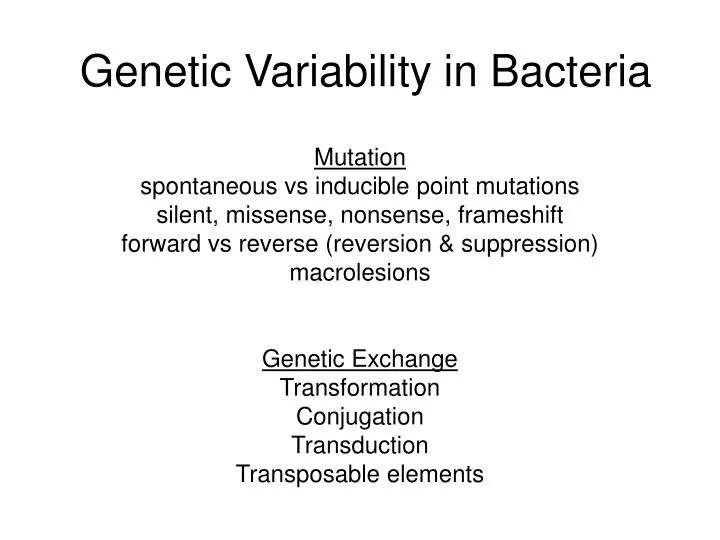 PPT - Genetic Variability in Bacteria PowerPoint Presentation, free ...