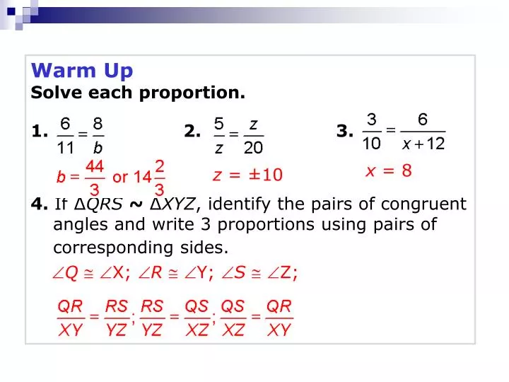 PPT - Warm Up Solve each proportion. 1. 2. 3. PowerPoint Presentation ...
