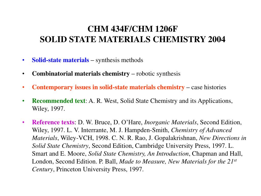 PPT - CHM 434F/CHM 1206F SOLID STATE MATERIALS CHEMISTRY 2004 PowerPoint Presentation - ID:6745478