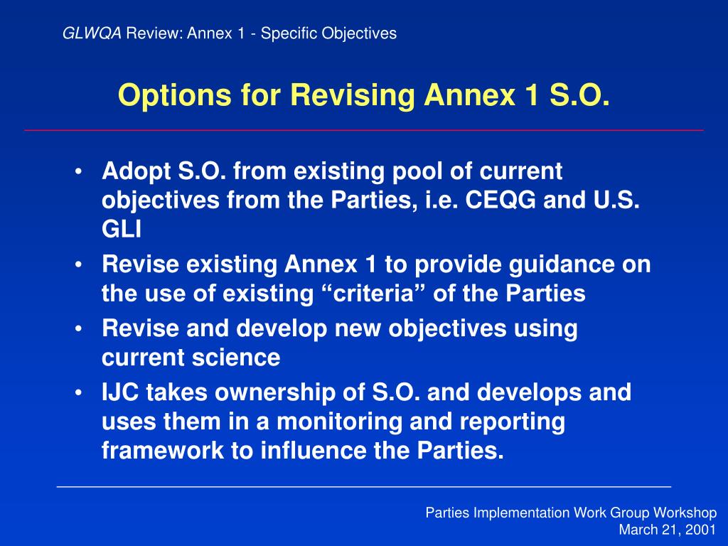 PPT - Revisiting Annex 1 of the GLWQA: Enhancing Relevance and ...