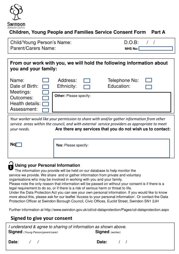 PPT - Children, Young People and Families Service Consent Form Part A ...