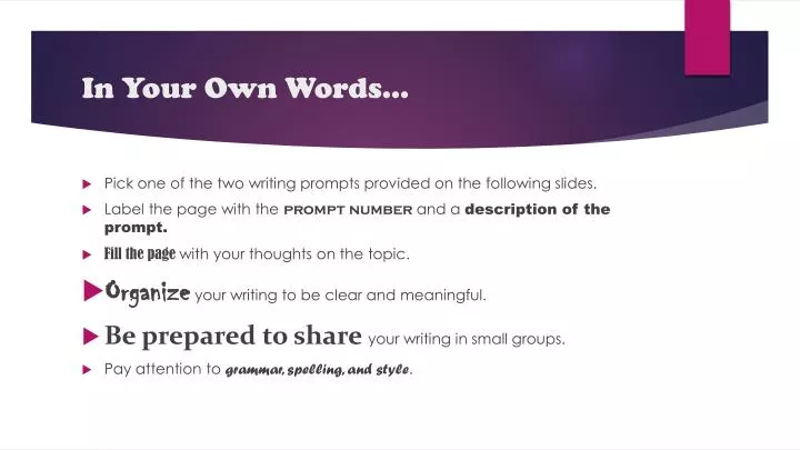 PPT - In Your Own Words… PowerPoint Presentation, free download - ID ...
