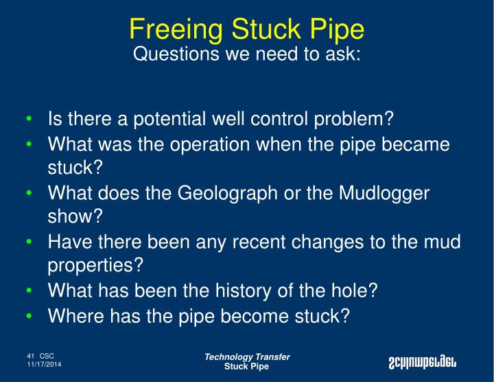 PPT - Technology Transfer Stuck Pipe PowerPoint Presentation - ID:6750581