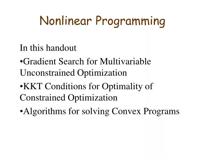 PPT - Nonlinear Programming PowerPoint Presentation, free download - ID:6751542