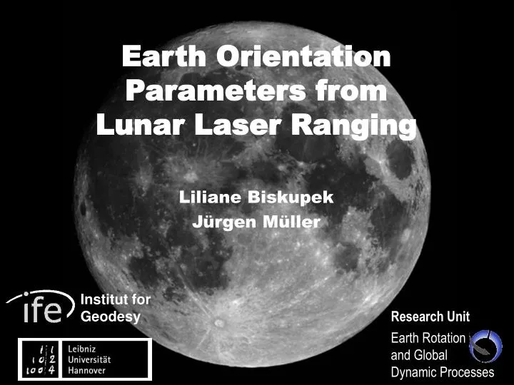 PPT - Earth Orientation Parameters from Lunar Laser Ranging PowerPoint ...