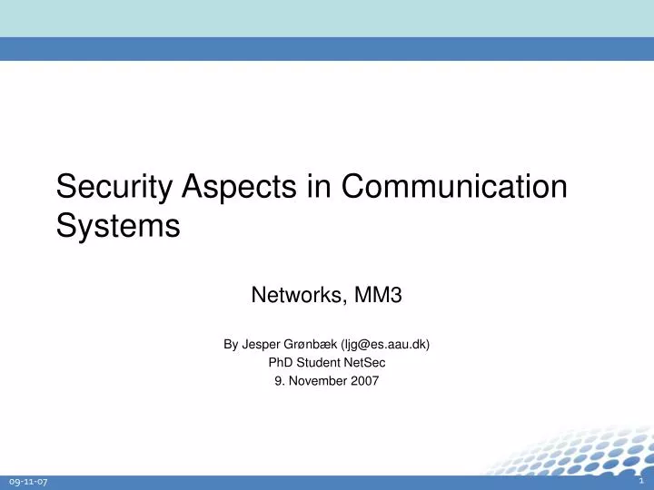 PPT - Security Aspects in Communication Systems PowerPoint Presentation ...