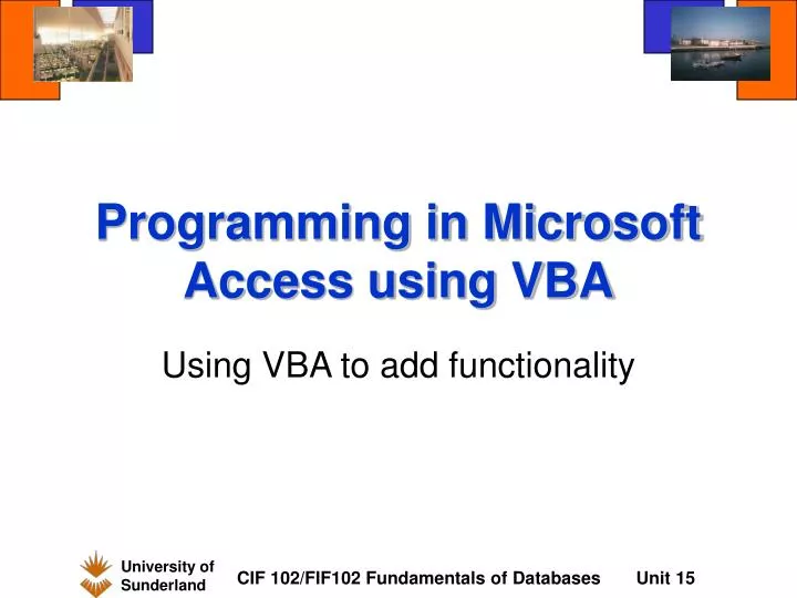 Ppt Programming In Microsoft Access Using Vba Powerpoint Presentation
