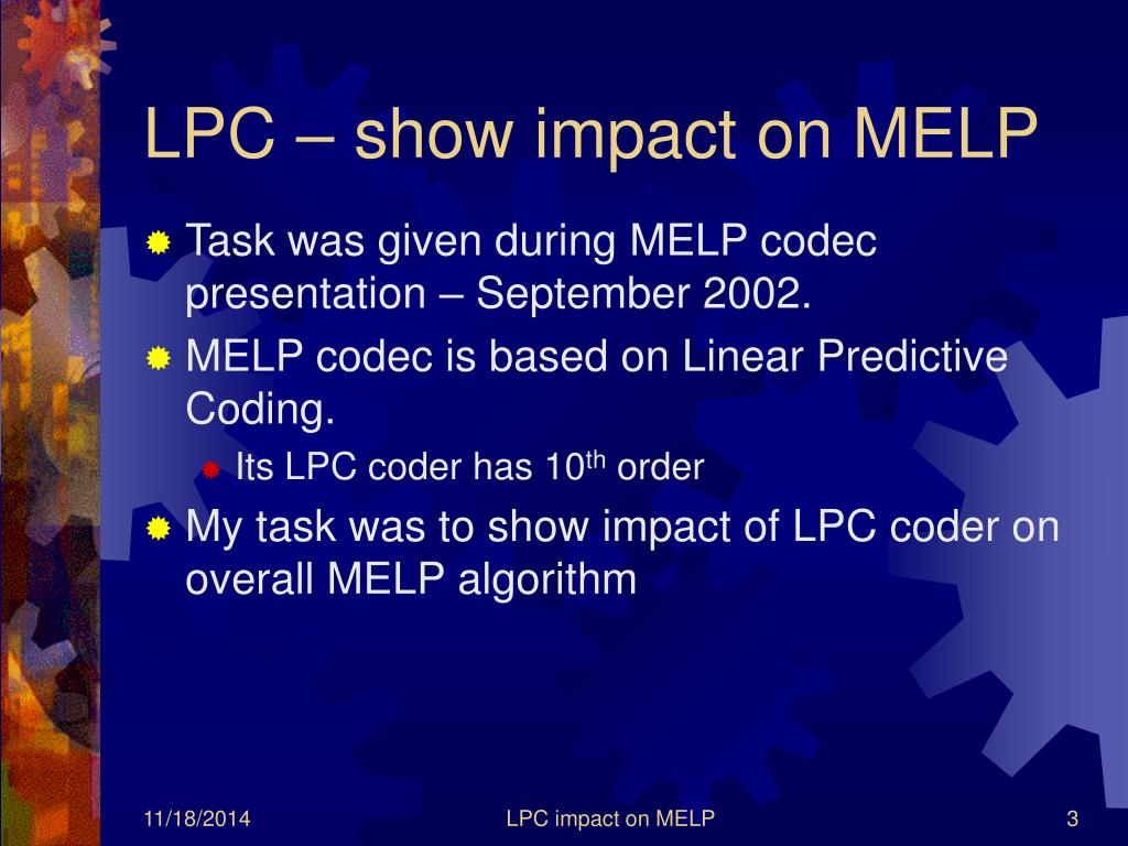 Ppt Linear Predictive Coding In Mixed Excitation Linear Predictive Coder Melp Powerpoint