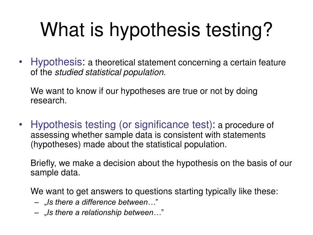 Hypothesis Testing Hypothesis Testing