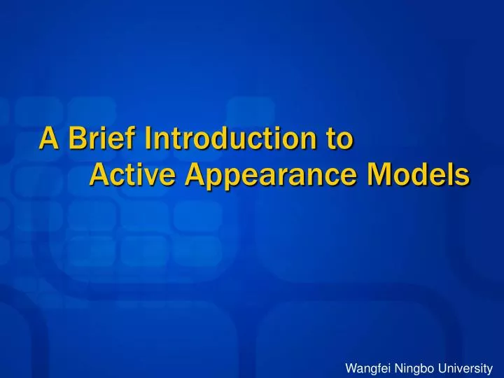 PPT - A Brief Introduction to Active Appearance Models PowerPoint ...