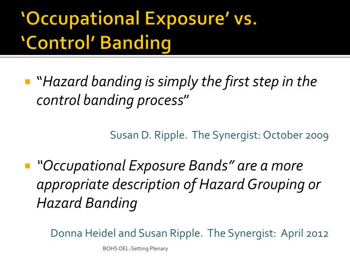 PPT - Occupational Exposure Banding and Exposure Risk Management ...