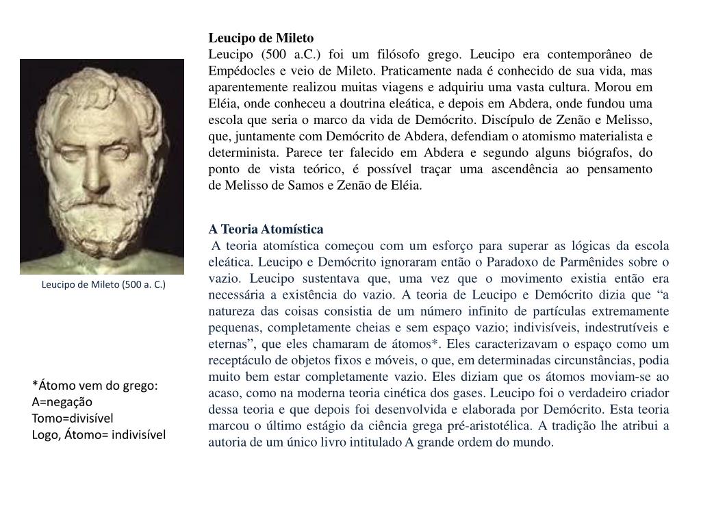 PPT - Leucipo de Mileto (500 a. C.) PowerPoint Presentation, free ...