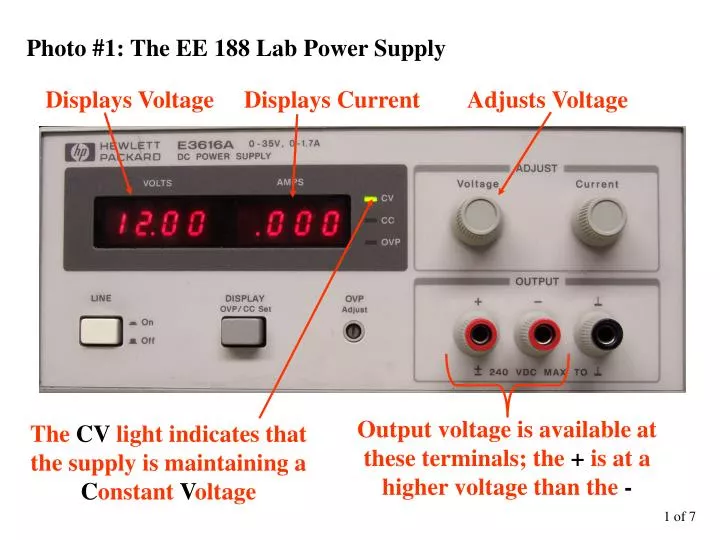 PPT - Displays Voltage Displays Current Adjusts Voltage PowerPoint ...