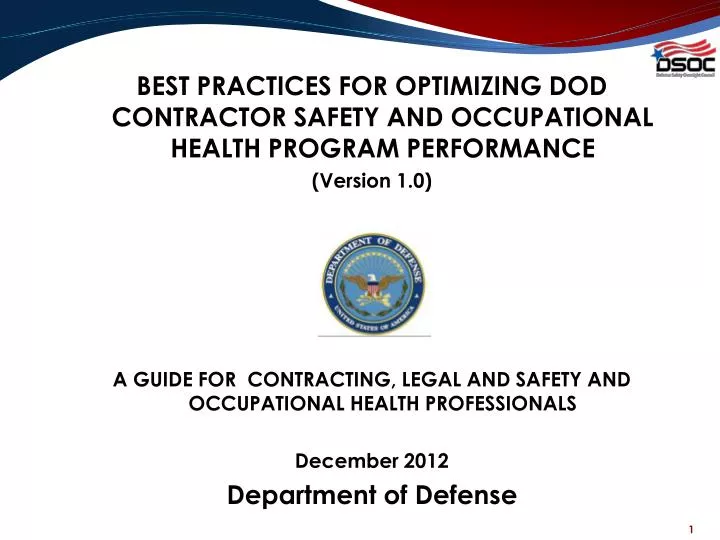 PPT - BEST PRACTICES FOR OPTIMIZING DOD CONTRACTOR SAFETY AND ...
