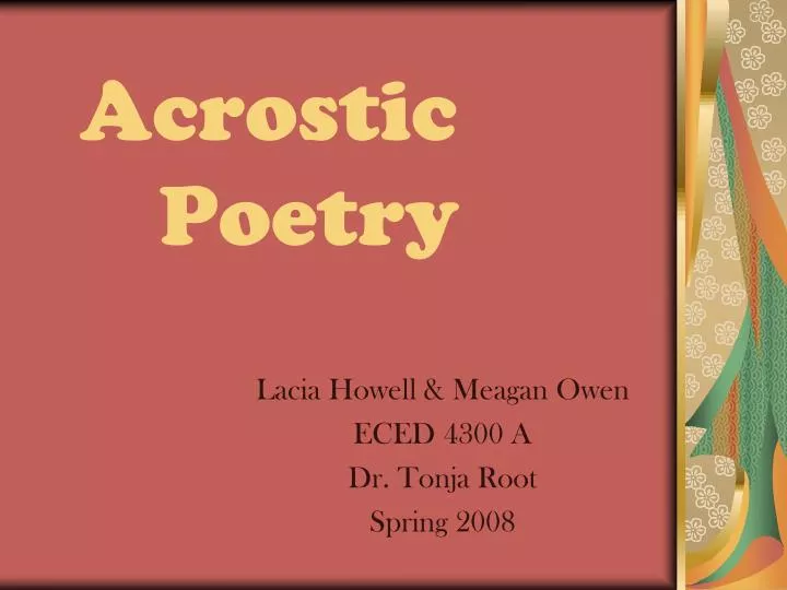 PPT - Acrostic Poetry PowerPoint Presentation, free download - ID:6764973