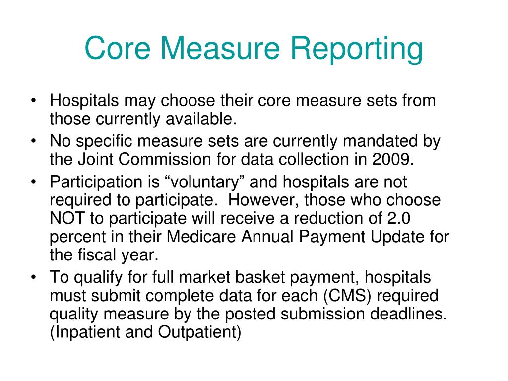 PPT - Core Measures National Hospital Quality Measures Karen Allen ...
