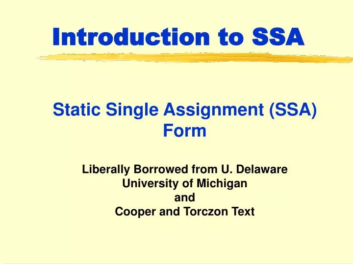 PPT - Introduction to SSA PowerPoint Presentation, free download - ID ...