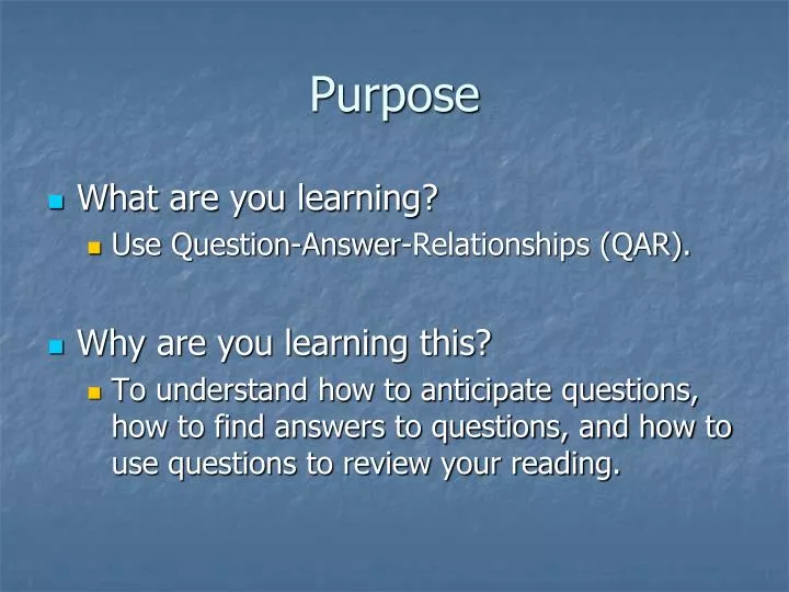 PPT - Purpose PowerPoint Presentation, free download - ID:6766371