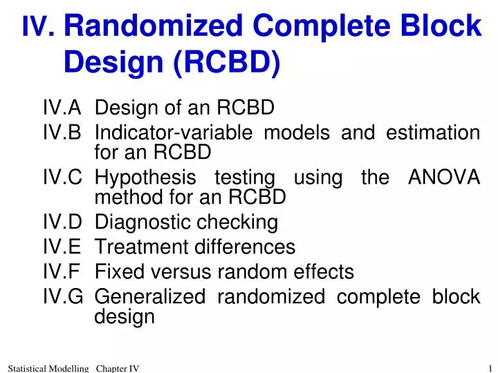 PPT - IV. Randomized Complete Block Design (RCBD) PowerPoint ...