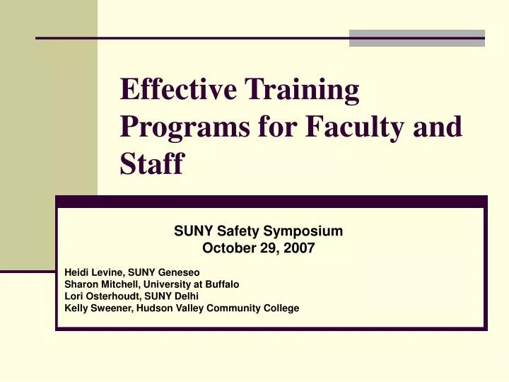 PPT - Effective Training Programs for Faculty and Staff PowerPoint ...
