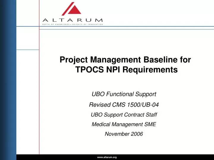 PPT - Project Management Baseline for TPOCS NPI Requirements PowerPoint ...
