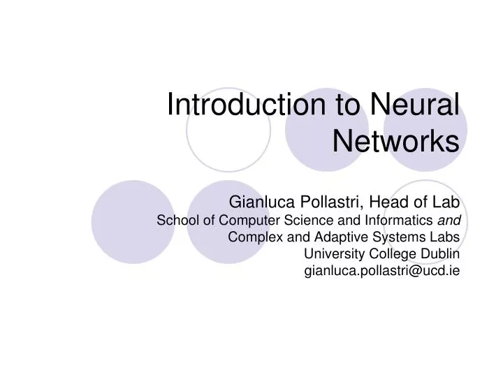 PPT - Introduction to Neural Networks PowerPoint Presentation, free ...