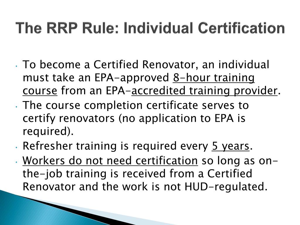PPT - Complying with the EPA Lead Safety Renovation, Repair and ...