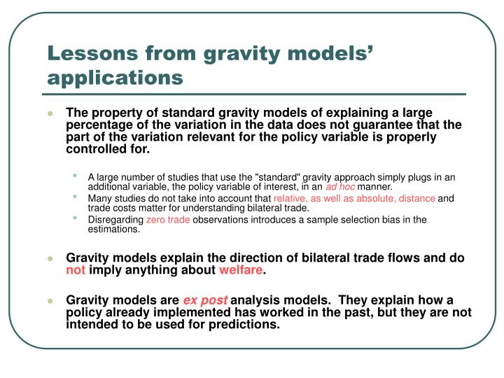 PPT - Modelling Methods for Trade Policy: Gravity Models PowerPoint ...