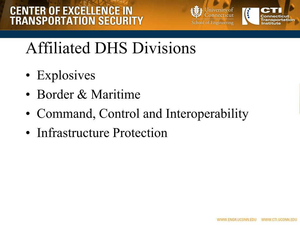 PPT - Department of Homeland Security National Center of Excellence in ...