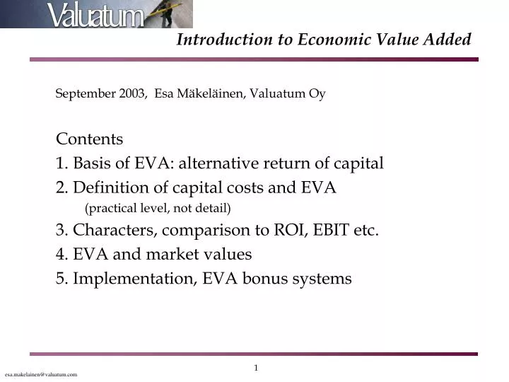 PPT - Introduction to Economic Value Added PowerPoint Presentation ...