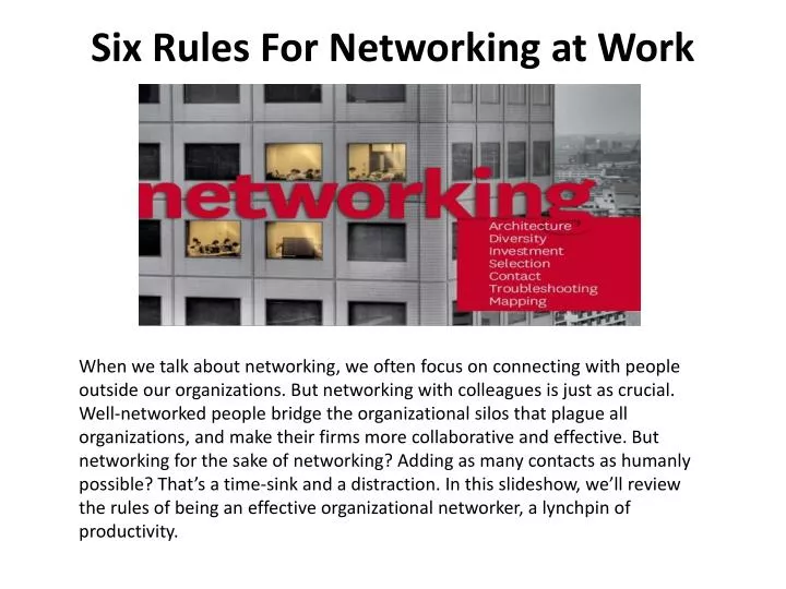 PPT - Six Rules For Networking at Work PowerPoint Presentation, free ...