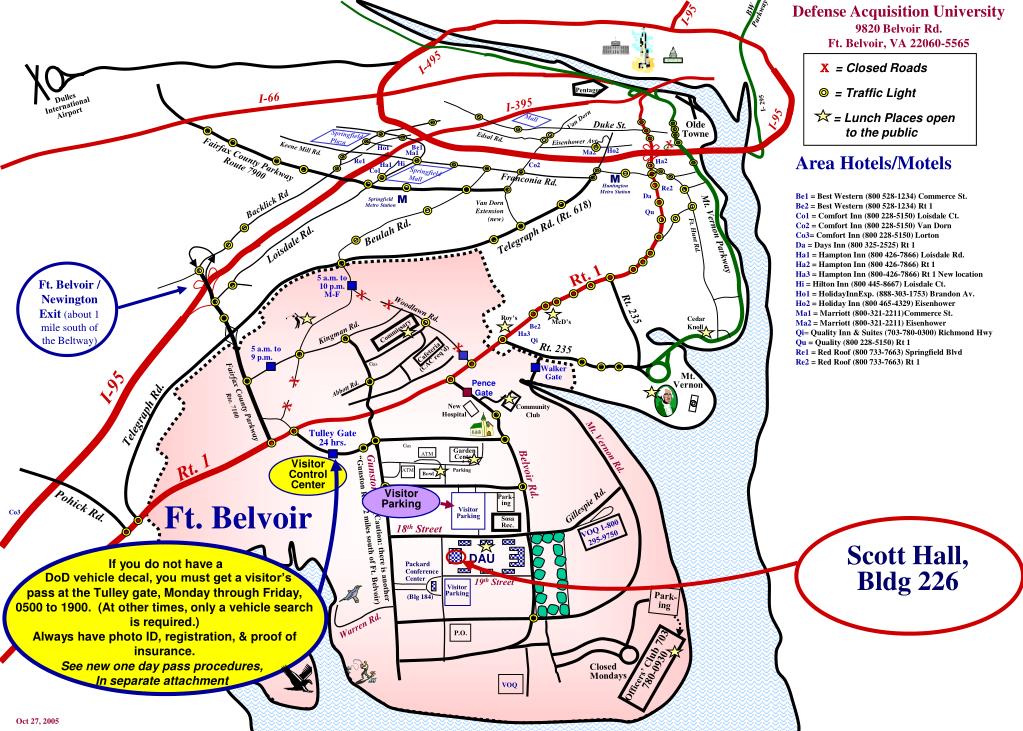 PPT - Ft. Belvoir / Newington Exit (about 1 mile south of the Beltway ...