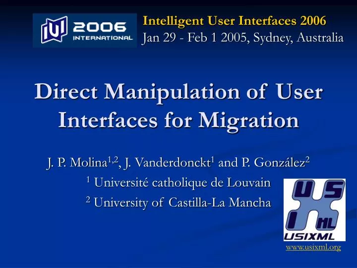 PPT - Direct Manipulation of User Interfaces for Migration PowerPoint ...
