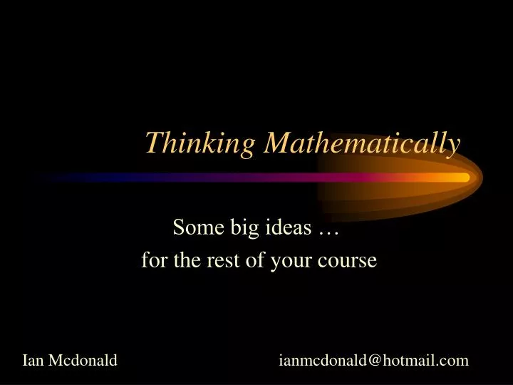 PPT - Thinking Mathematically PowerPoint Presentation, free download ...