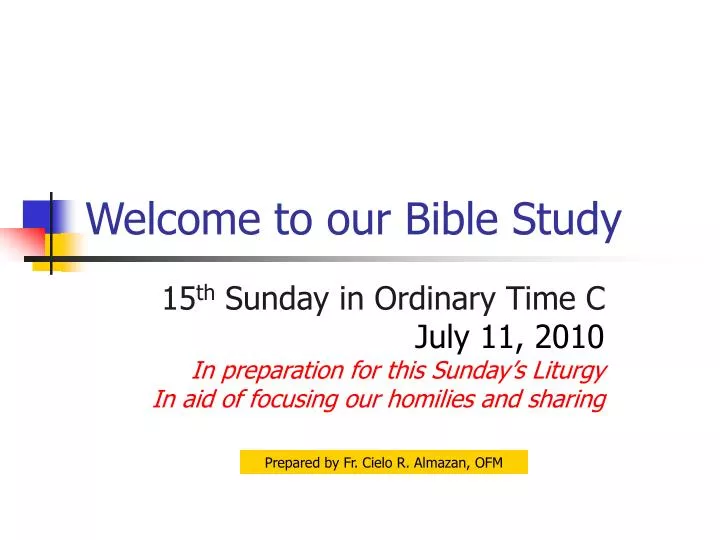 PPT - Welcome to our Bible Study PowerPoint Presentation, free download ...