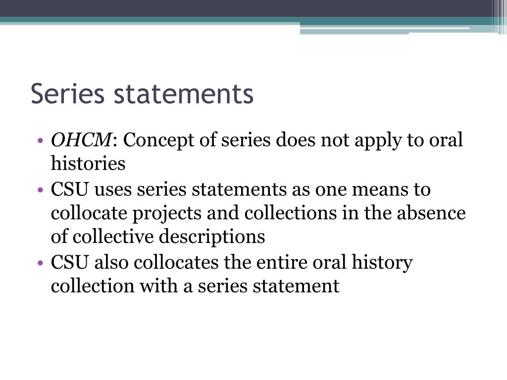 PPT - Cataloging Individual Oral History Interviews PowerPoint ...