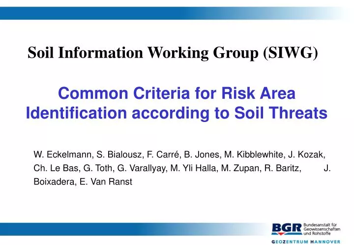 PPT - Soil Information Working Group (SIWG) PowerPoint Presentation ...