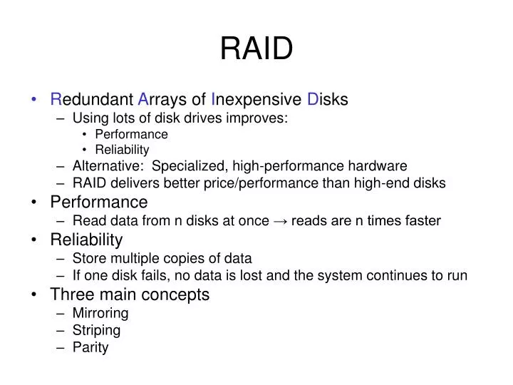 PPT - RAID PowerPoint Presentation, free download - ID:6789415