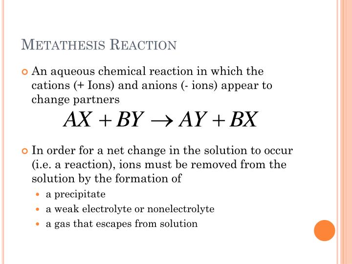PPT - Reactions in Aqueous Solutions: Metathesis Reactions and Net ...