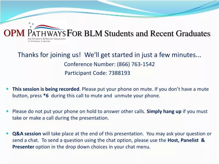PPT - OPM F OR BLM Students and Recent Graduates PowerPoint ...