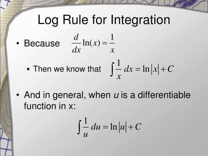 PPT - The Natural Log Function: Integration PowerPoint Presentation ...