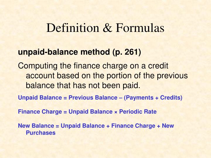 PPT - 7.2 – Finance Charge – Unpaid Balance Method PowerPoint ...