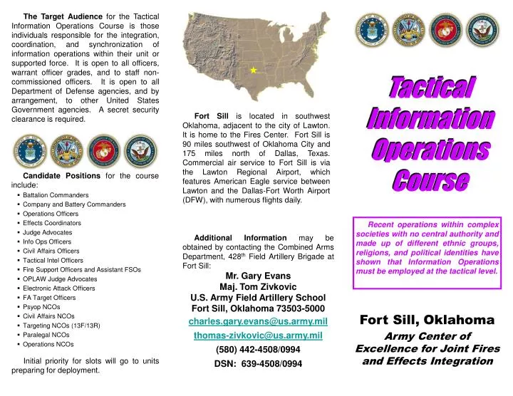 PPT - Fort Sill, Oklahoma Army Center of Excellence for Joint Fires and ...