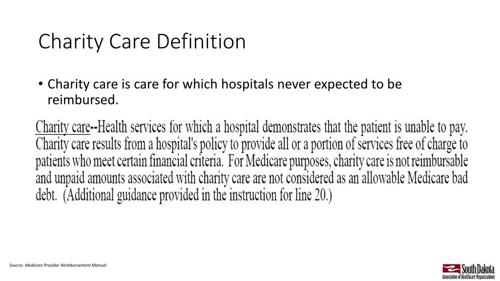 PPT - Understanding Charity Care/Bad Debt for Hospitals in South Dakota ...