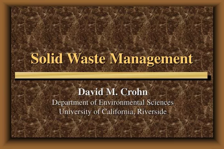 PPT - Solid Waste Management PowerPoint Presentation, free download ...