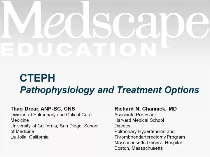 PPT - CTEPH Pathophysiology and Treatment Options PowerPoint ...