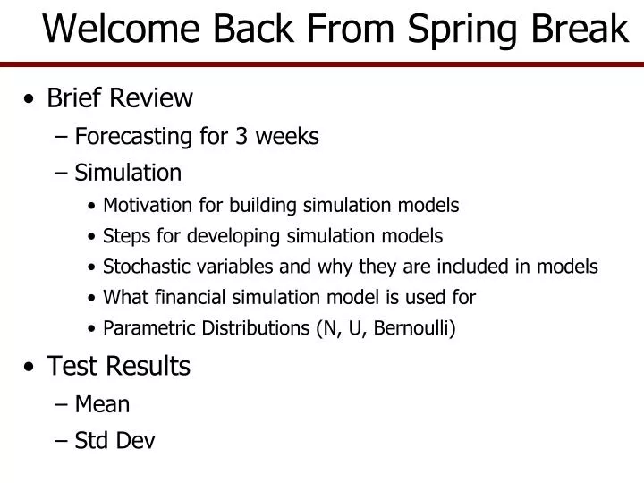 PPT - Welcome Back From Spring Break PowerPoint Presentation, free ...