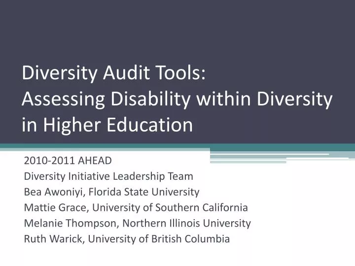 PPT - Diversity Audit Tools: Assessing Disability within Diversity in ...
